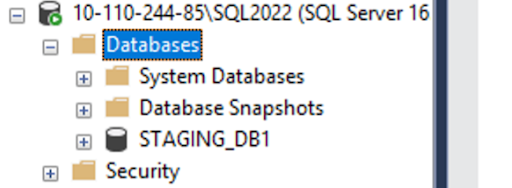Staging push implementation for SQL server