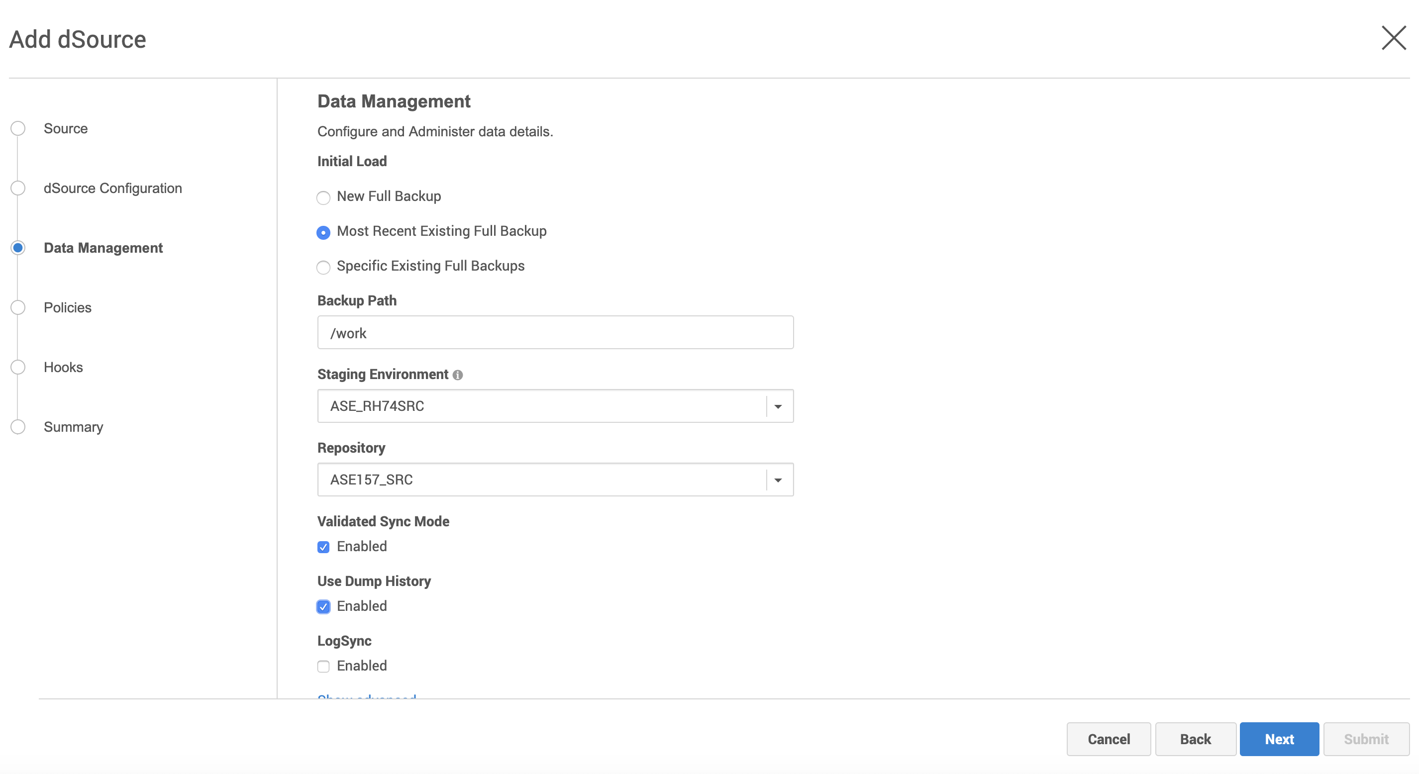 Support for dump history file