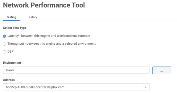 Network performance test tool interface