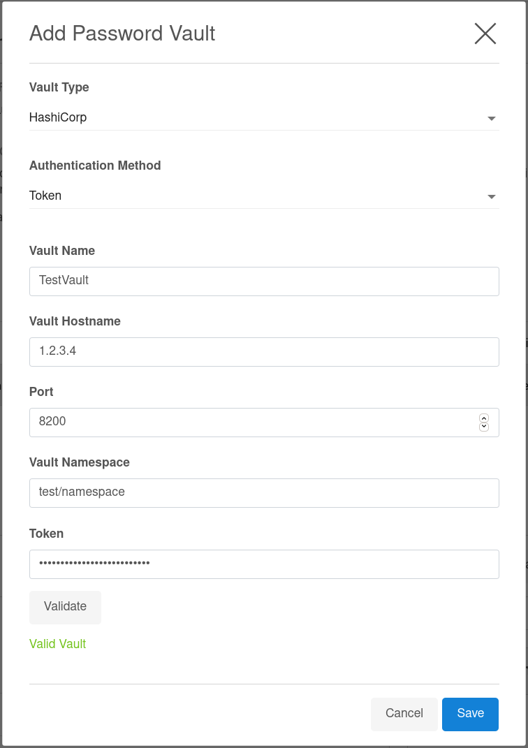 Password vault support
